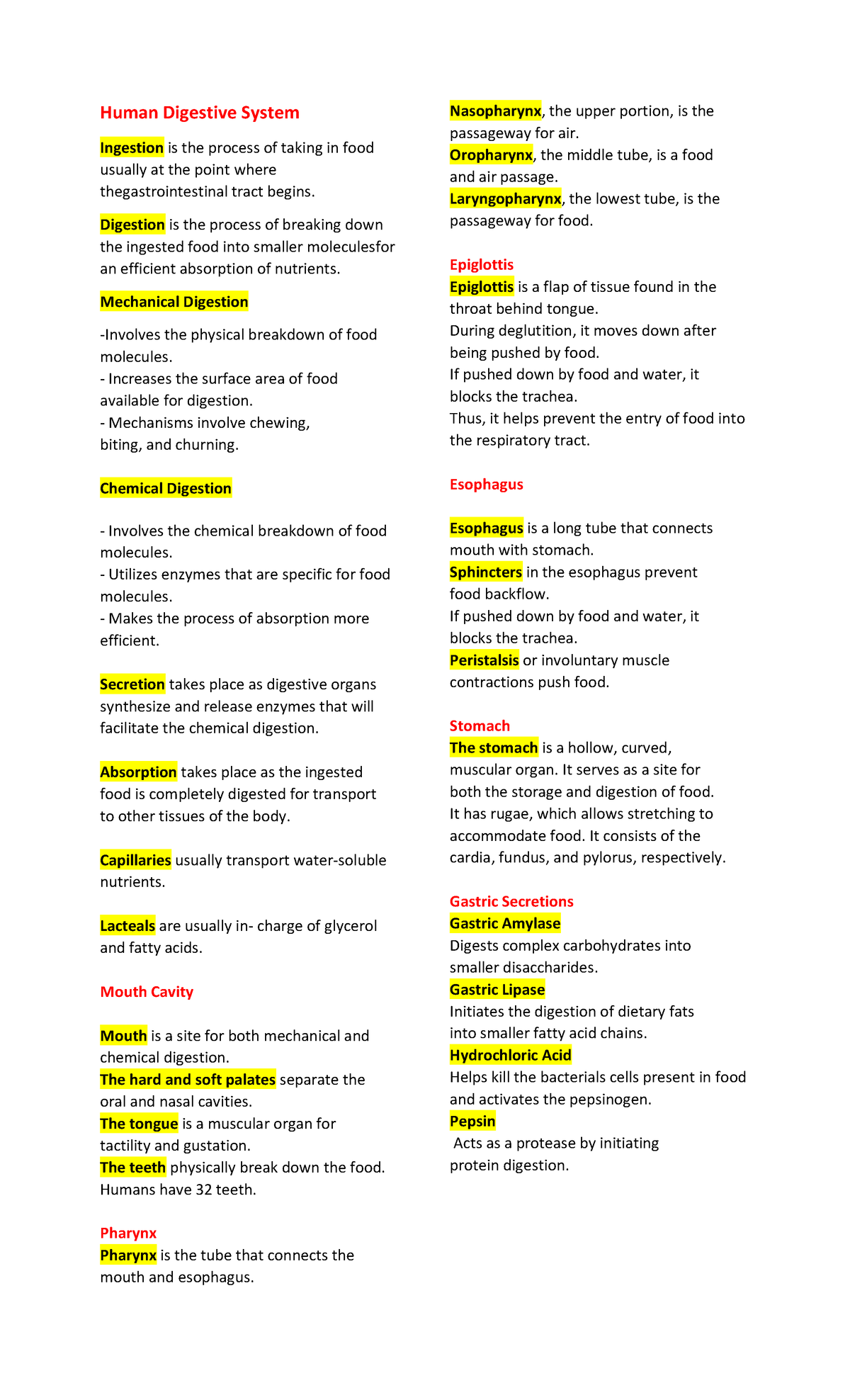 Gen-bio-Reviewer - All about General Biology subject. - Human Digestive ...