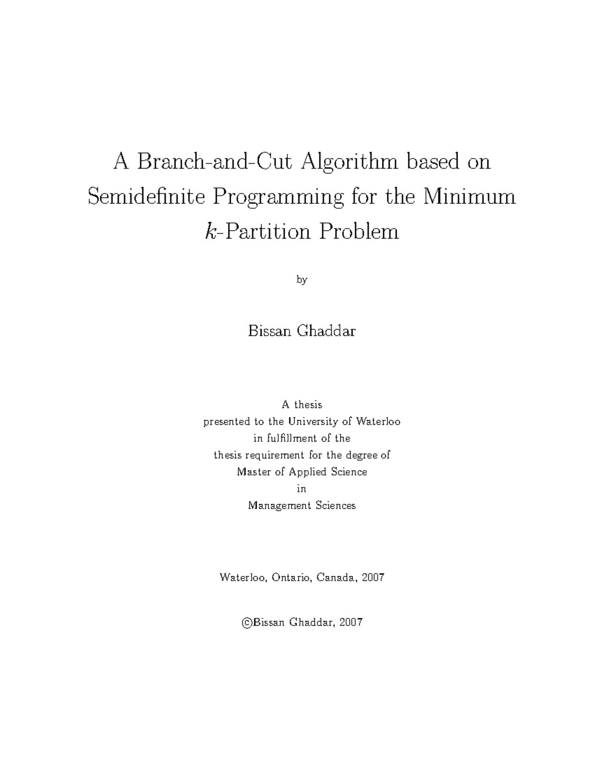 Thesis Final Submitted - A Branch-and-Cut Algorithm based on ...