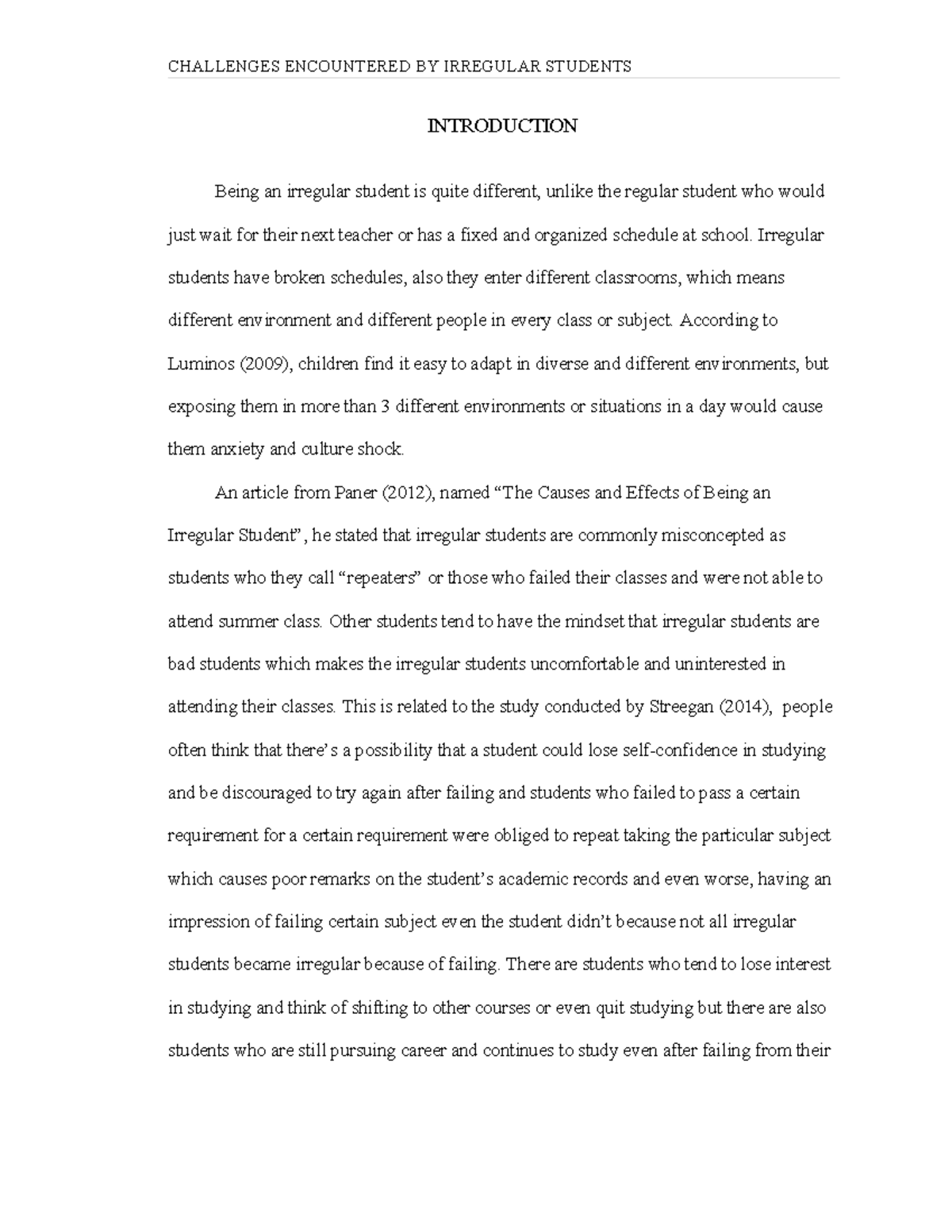 Ilide - wow nice - INTRODUCTION Being an irregular student is quite ...