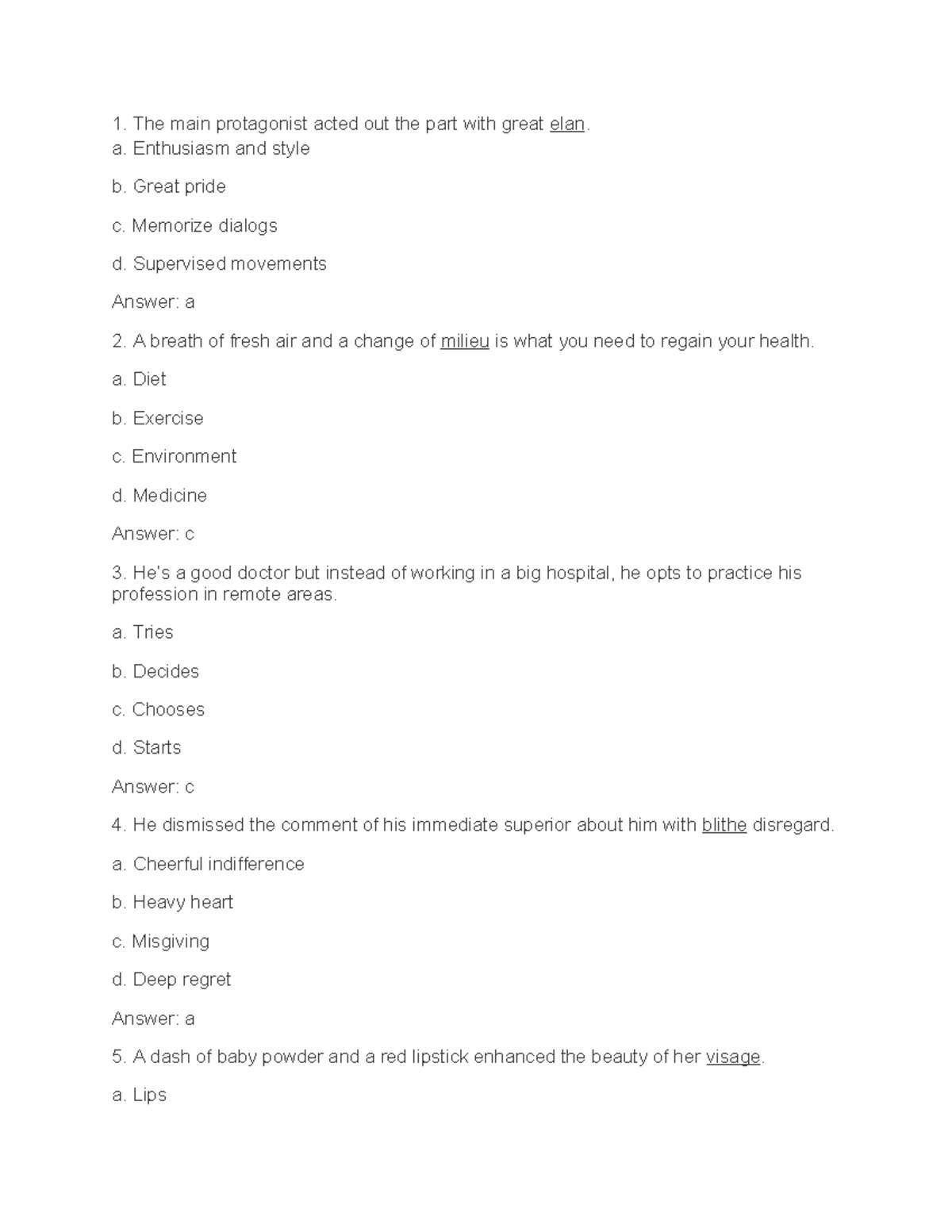 Verbal Ability Part 3 - Hjh - The main protagonist acted out the part ...