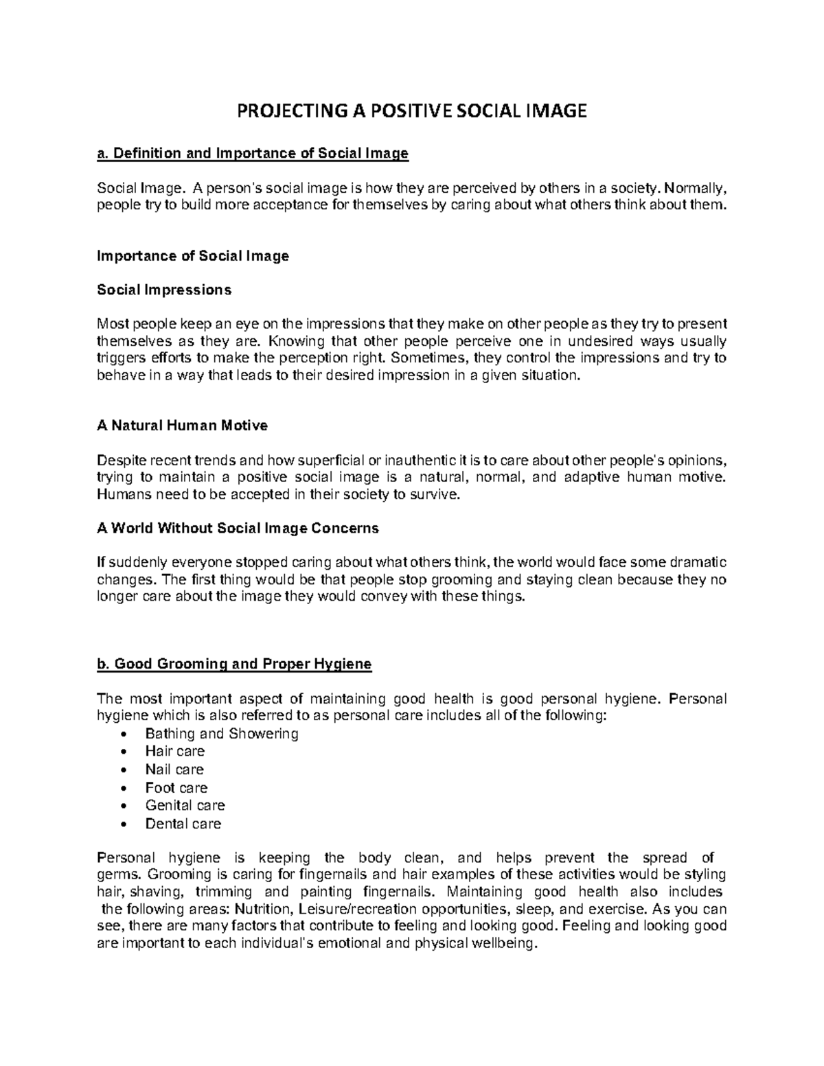 Projecting A Positive Social Image - PROJECTING A POSITIVE SOCIAL IMAGE ...