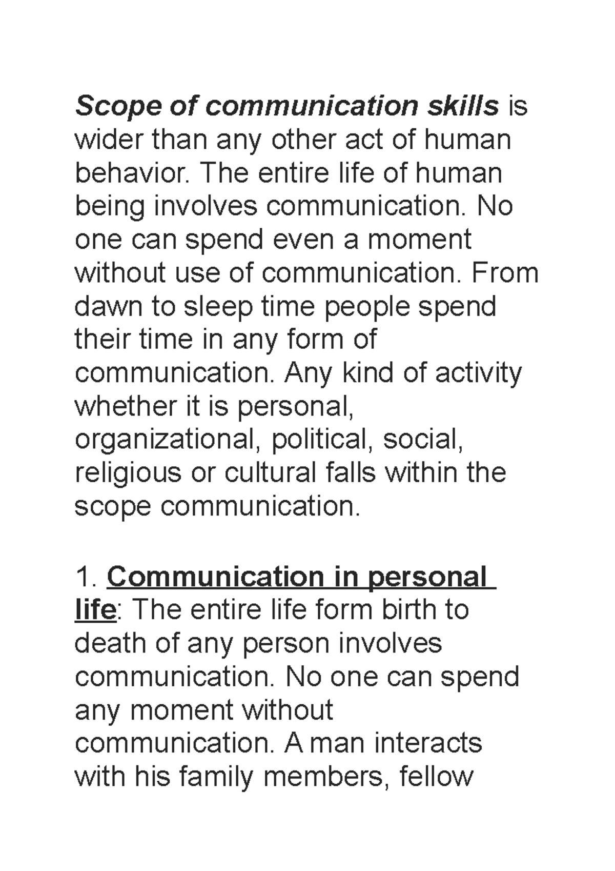 Scope Of Communication Skills The Entire Life Of Human Being Involves