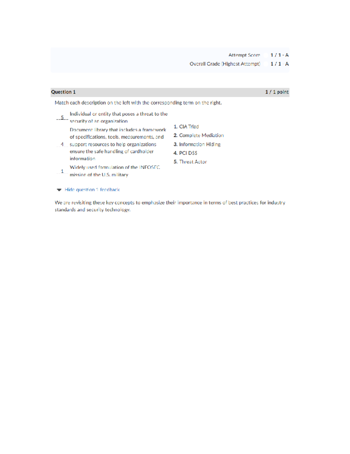 CYB 200 - Module 5 5-0 Knowledge Check - Attempt Score A Overall Grade ...