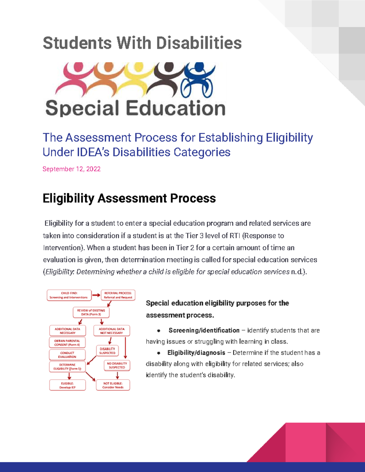 Brochure A - Week 1 assignment - Students With Disabilities The ...