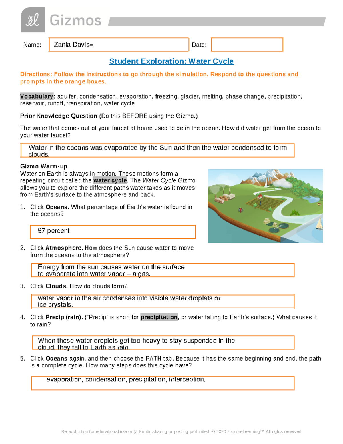 Copy of Water Cycle SE - hgewhmqdgh - Name: Date: Student Exploration ...