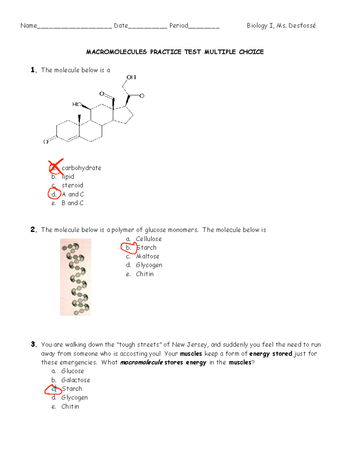 Macromolecules Practice Test 2012 2013 - Name___________________ Date ...