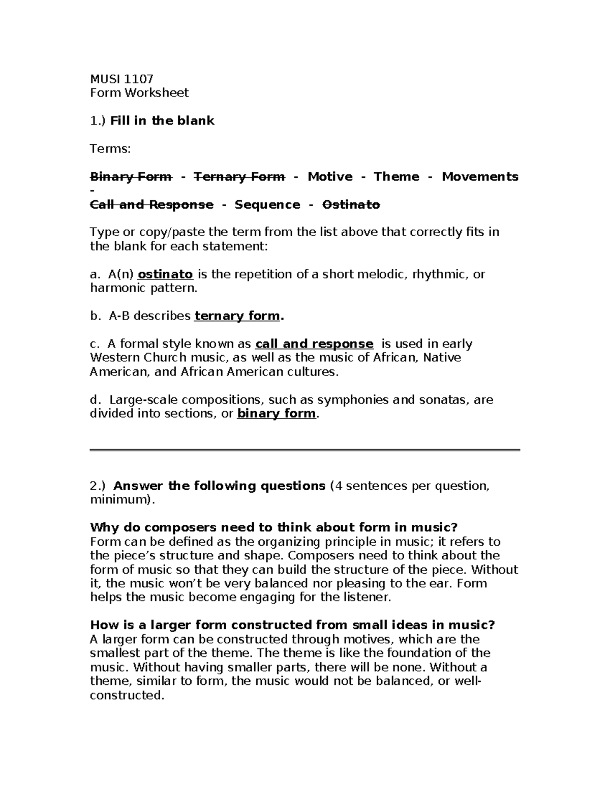 LM 2 Form worksheet - lm 2 form - MUSI 1107 Form Worksheet 1.) Fill in ...