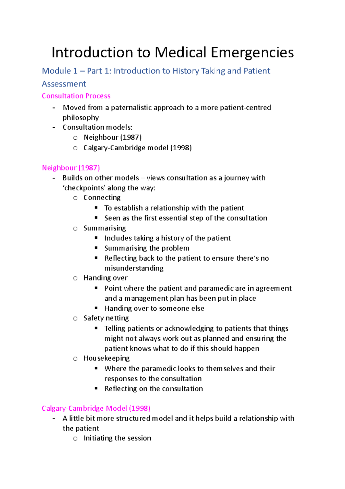 Module 1 - History and Assessment - Week 1 - Introduction to Medical ...