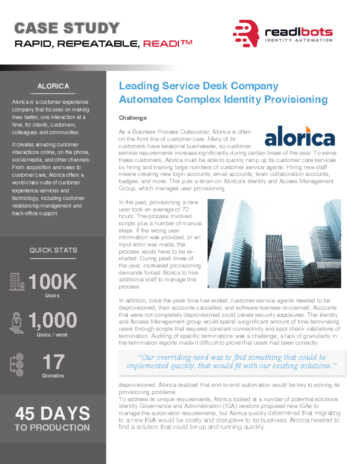Readibots Case Study Alorica 2021 en us 1 - Challenge As a Business Process Outsourcer, Alorica ...