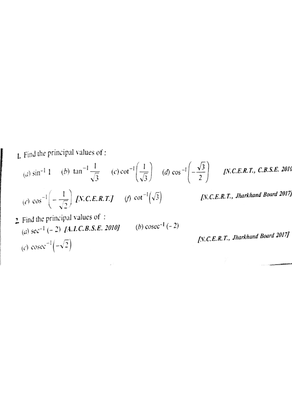Inverse function exercise - Mathematics: Applications and ...