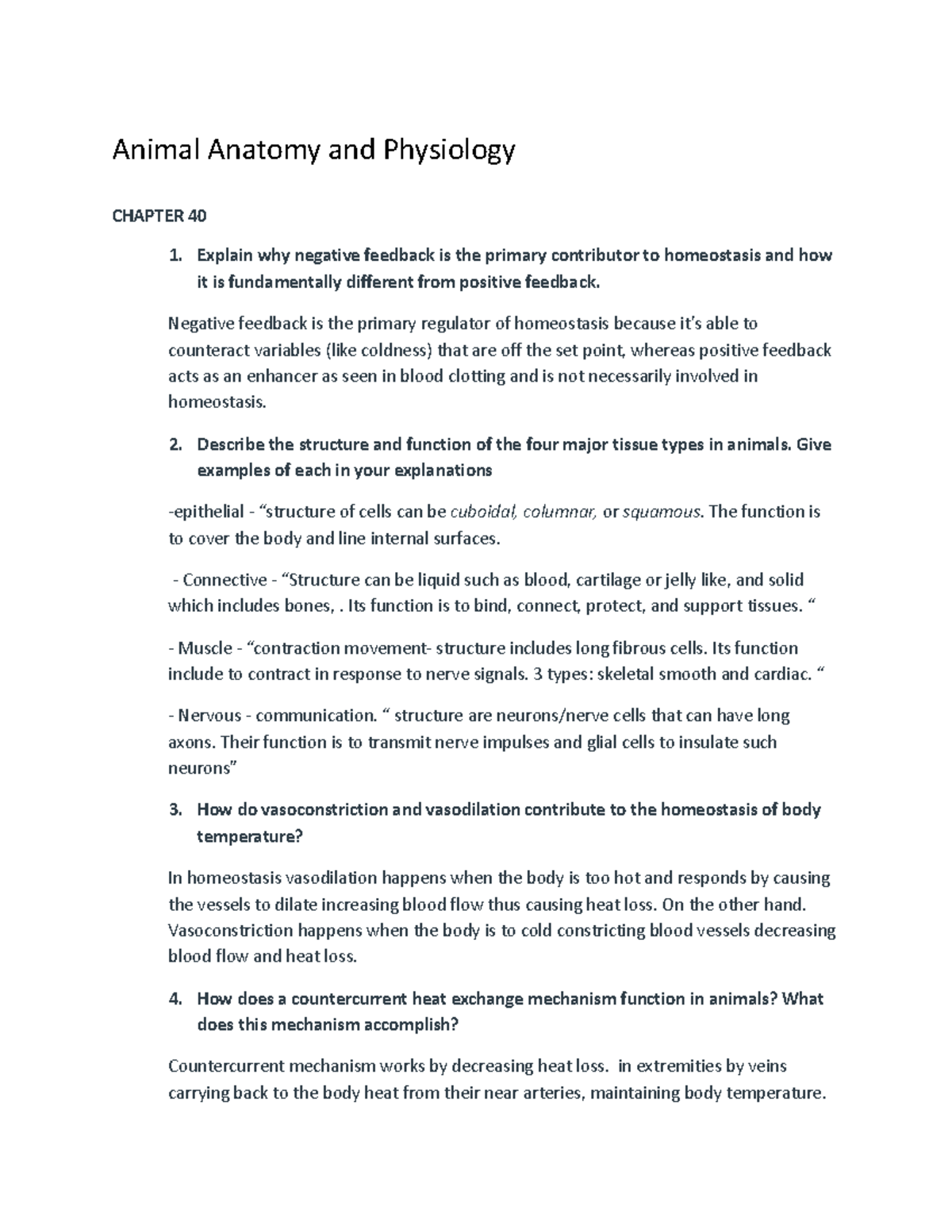 4 Animal Anatomy and Physiology - Animal Anatomy and Physiology CHAPTER ...