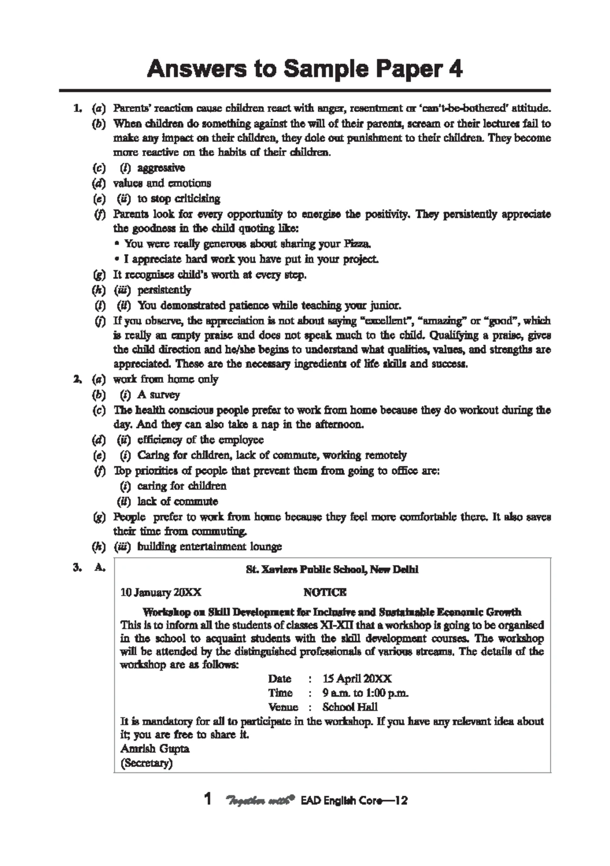 Cbse cl12 ead english core answers to sample paper 2 2025 - Answers to ...