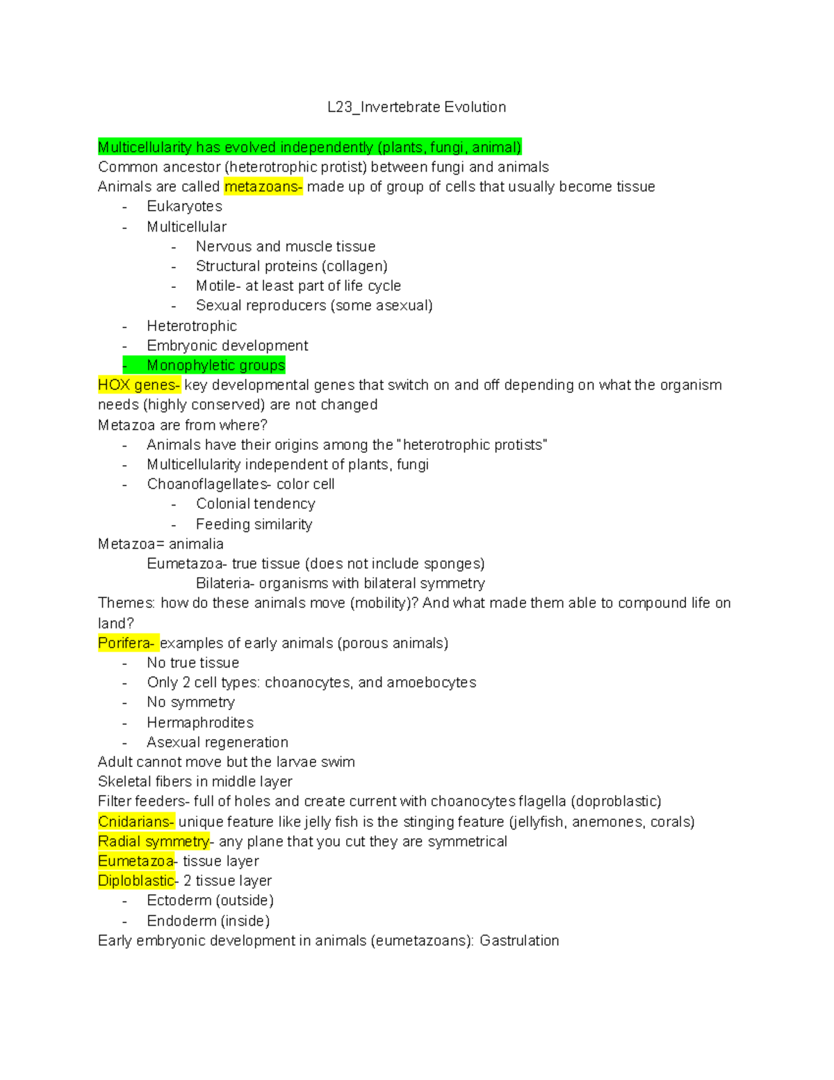 L23 Invertebrate Evolution - L23_Invertebrate Evolution ...