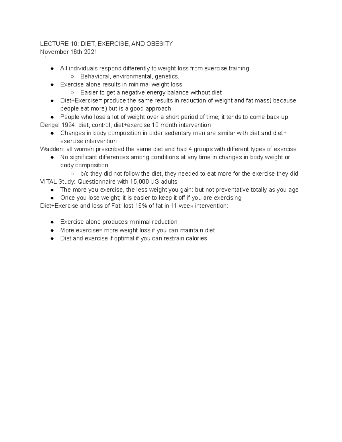 Unit 3- Lecture 10: Diet, Exercise, and Obesity - LECTURE 10: DIET ...