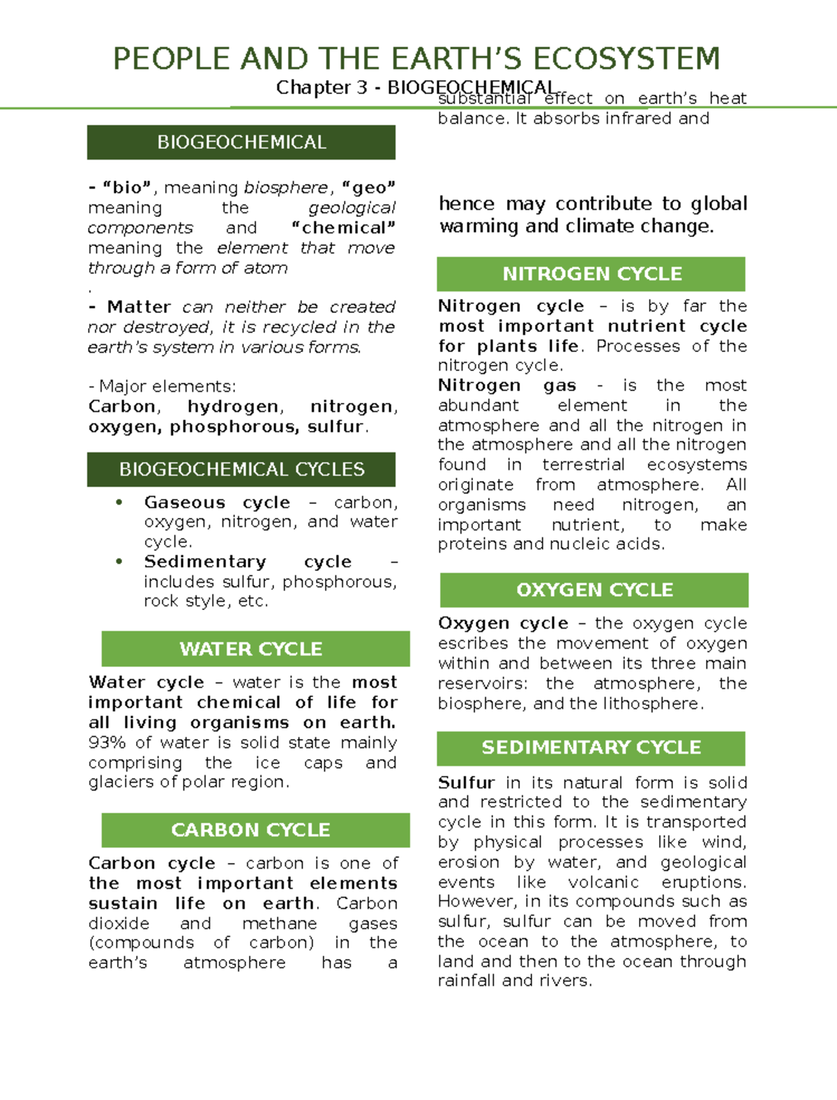 PEE Notes 085321 - “bio”, meaning biosphere, “geo” meaning the ...