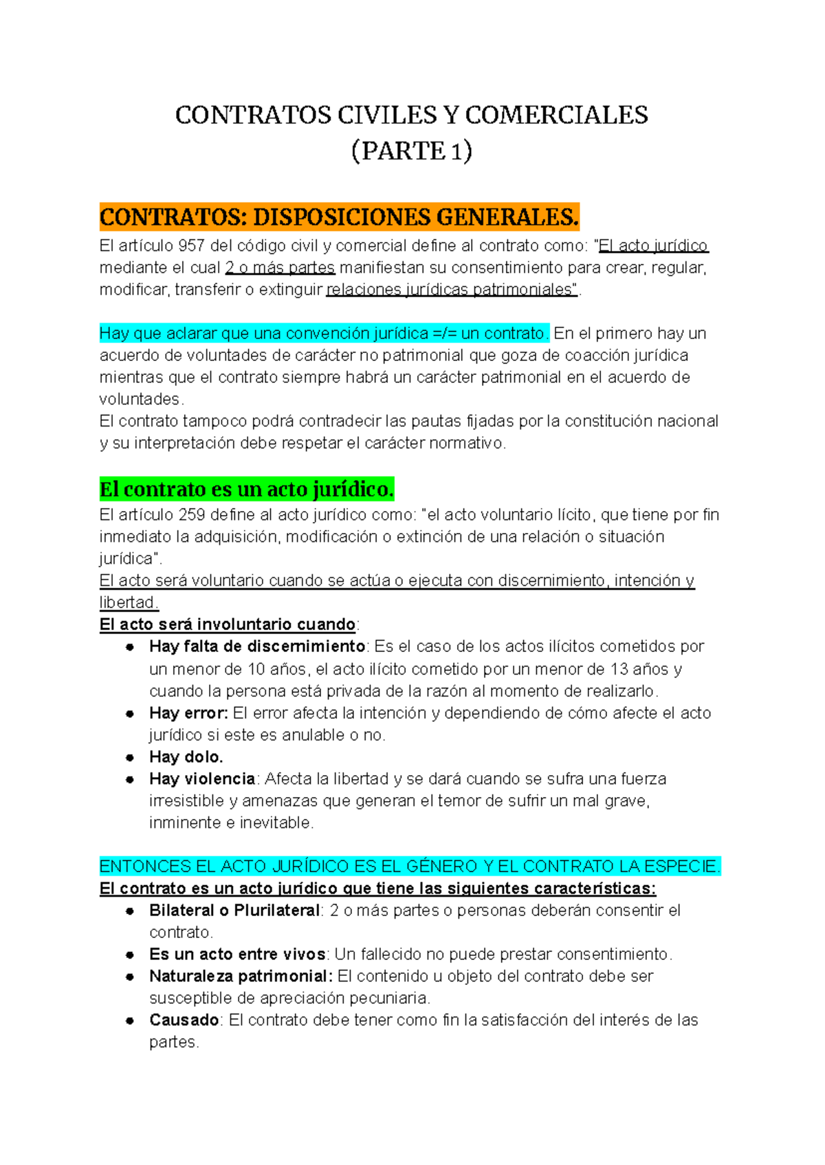 Contratos Civiles Y Comerciales-1 - CONTRATOS CIVILES Y COMERCIALES (PARTE 1) CONTRATOS: - Studocu