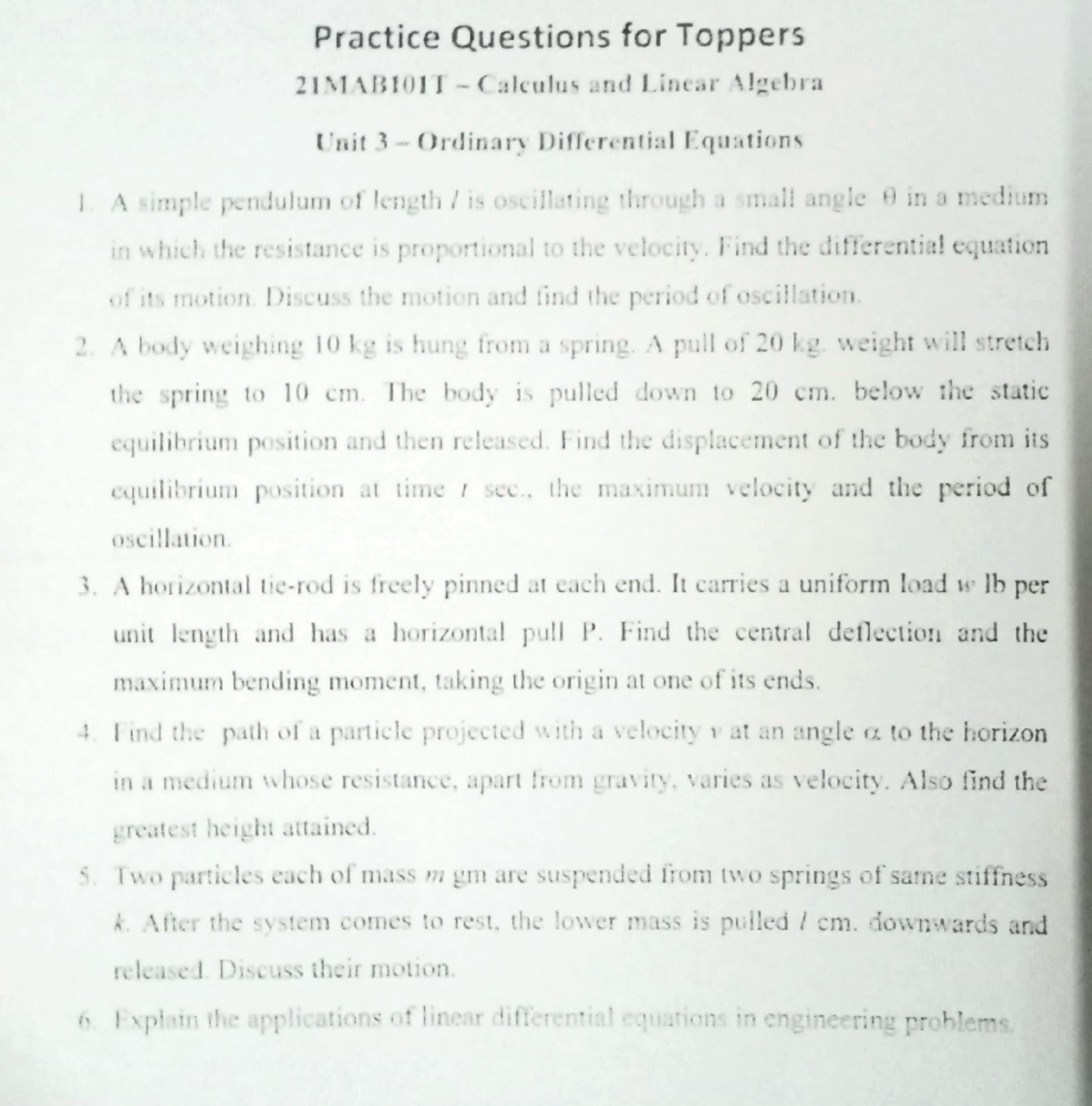U-3Topper's Assignment Qs - Practice Questions for Toppers 2IMABI01T ...