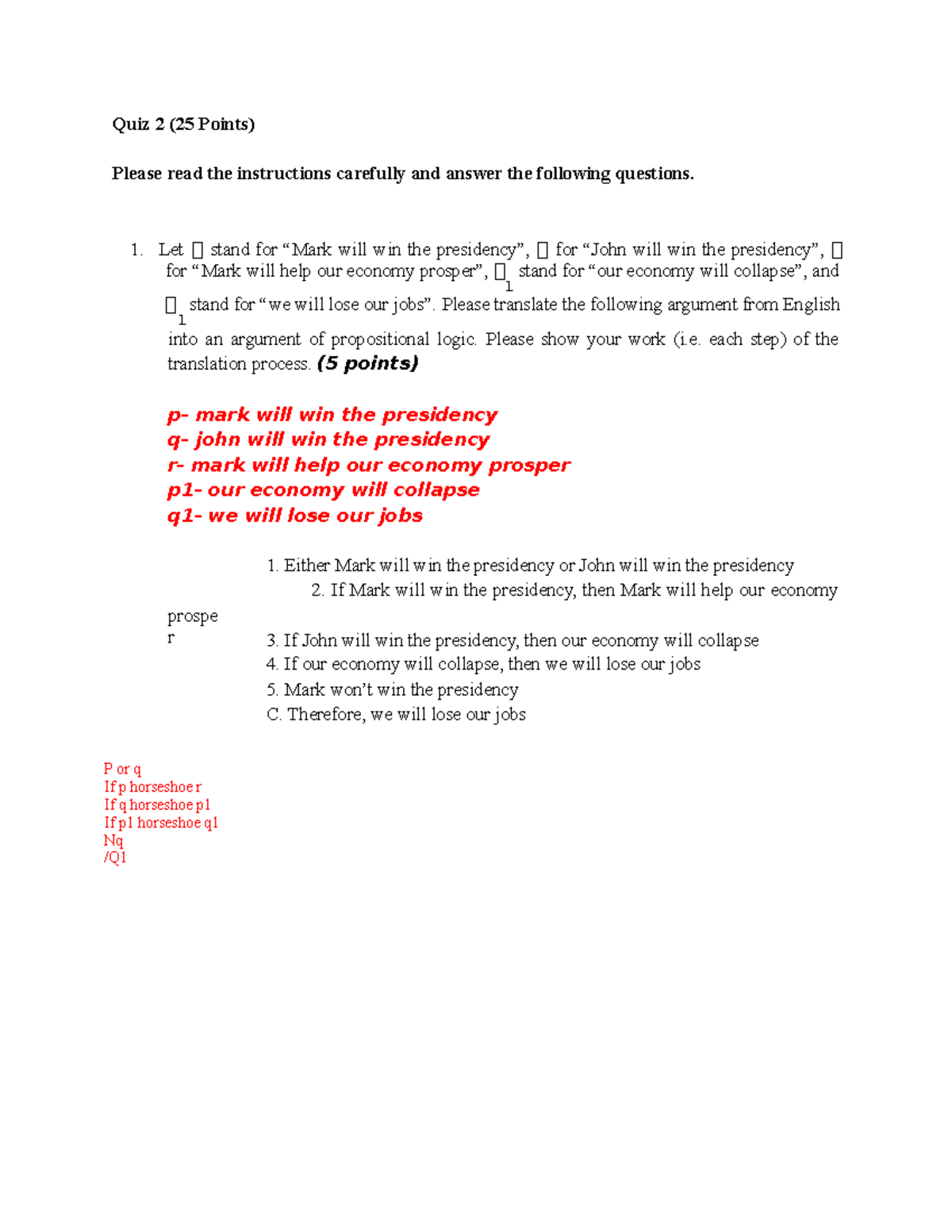Quiz 2 - Quiz 2 - Quiz 2 (25 Points) Please read the instructions ...