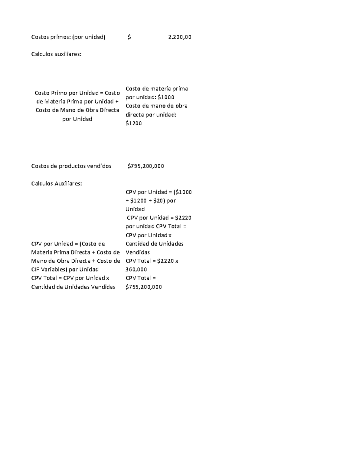 Agustin Andreosi TP 1Contabilidad de costos - Costos primos: (por unidad) $ 2, Calculos ...