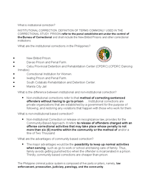 INSTITUTIONAL CORRECTION. DEFINITION OF TERMS COMMONLY USED IN THE ...