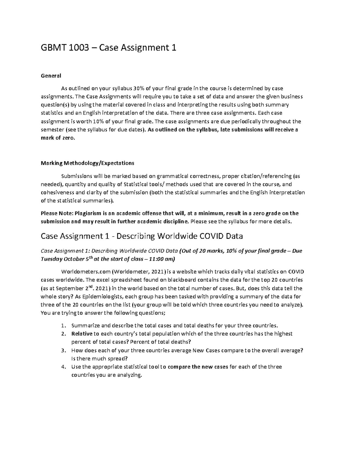 statistical 1003 F21 Case Assignment 1for studendts - GBMT 1003 – Case ...
