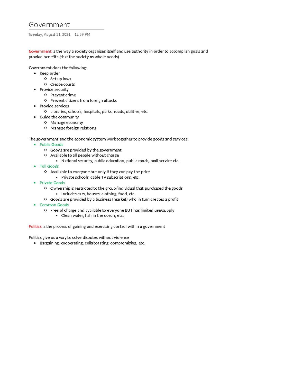 Chapter 1 Gov Notes - Intro to American Gov - Government Tuesday ...
