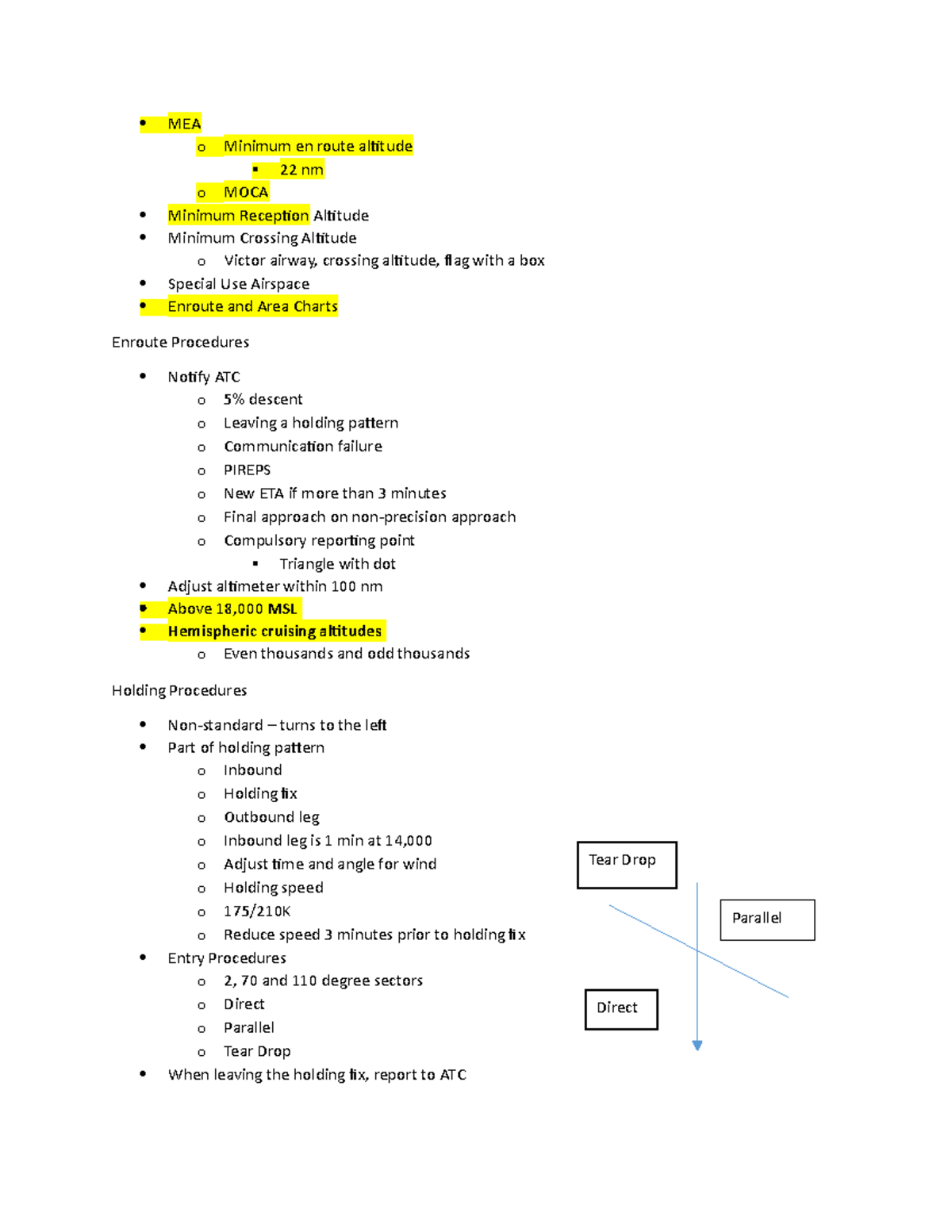 Chapter 5 Summary - MEA o Minimum en route altitude 22 nm o MOCA ...