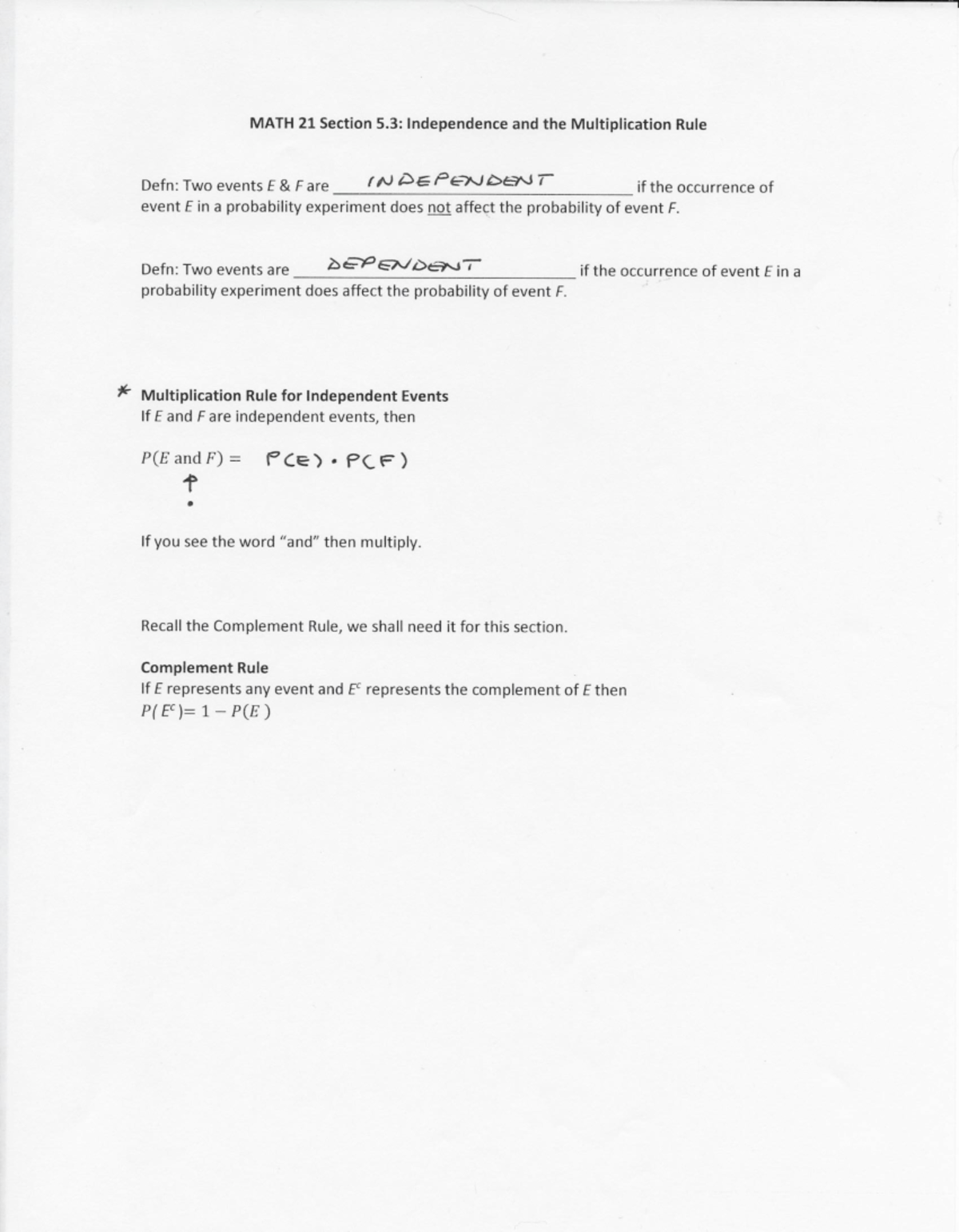 Chapter 5.3 Notes - MATH 021 - Studocu