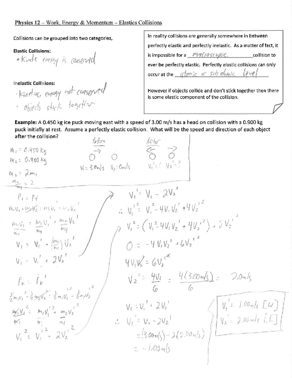 Notes 7 elastic collisions complete - Physics 1 - Studocu