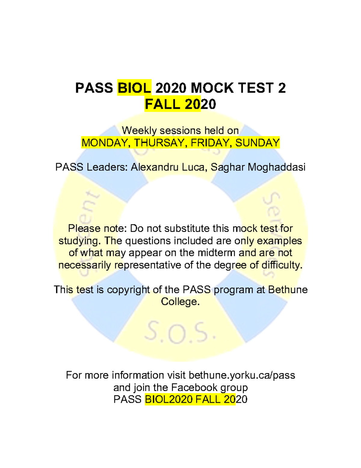 Biology 2020 for Practical Question Example - PASS BIOL 2020 MOCK TEST ...
