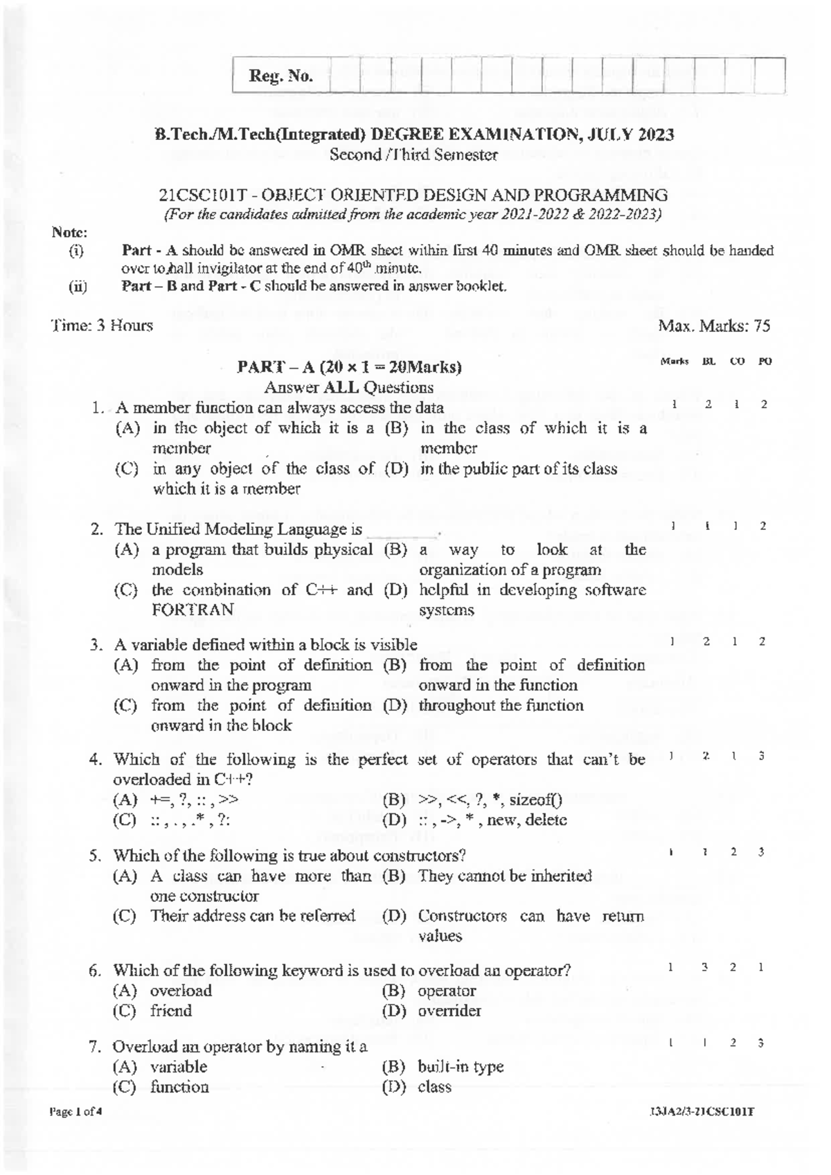 21CSC101T-Qp1 - Master of Business Administration - Studocu