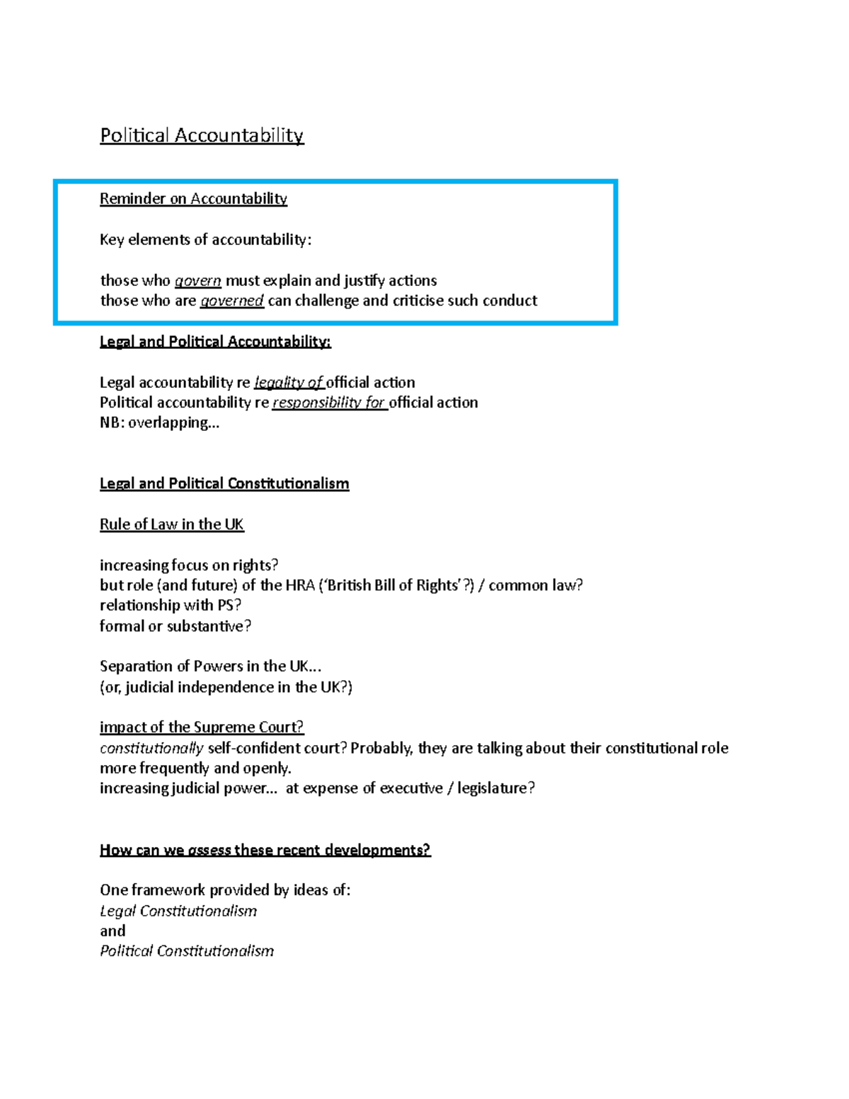 Political Accountability - Political Accountability Reminder on ...