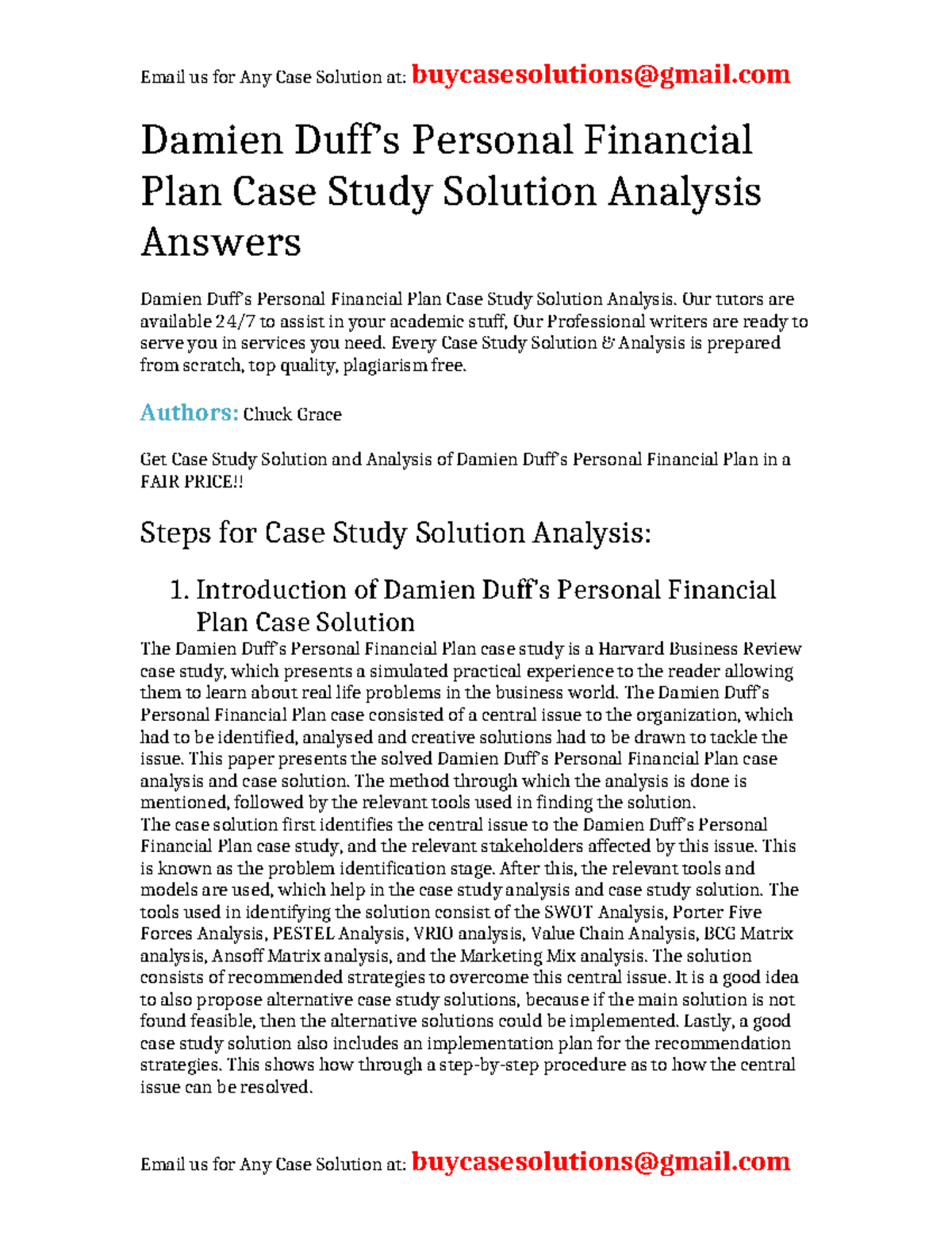 Case Solution Damien Duff's Personal Financial Plan - Damien Duff’s ...