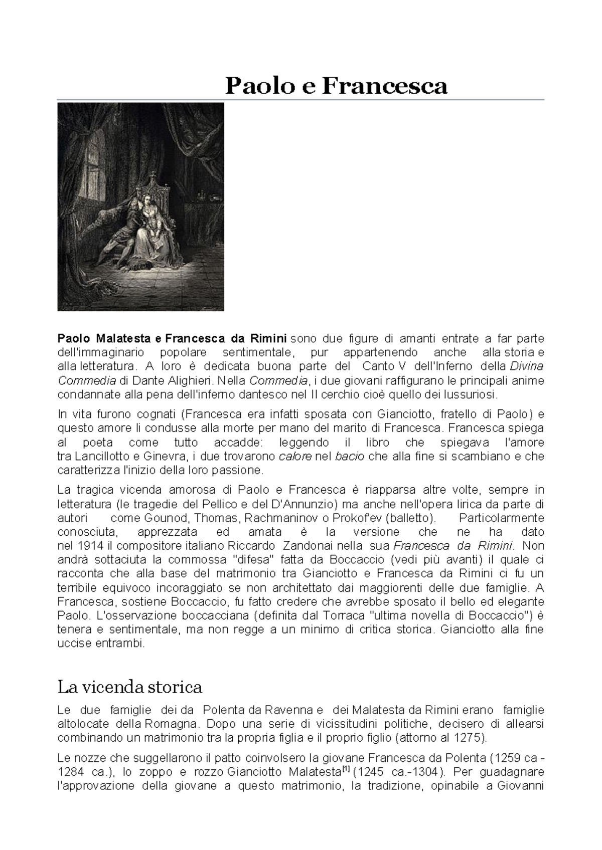 Paolo e Francesca - Paolo e Francesca Paolo Malatesta e Francesca da ...