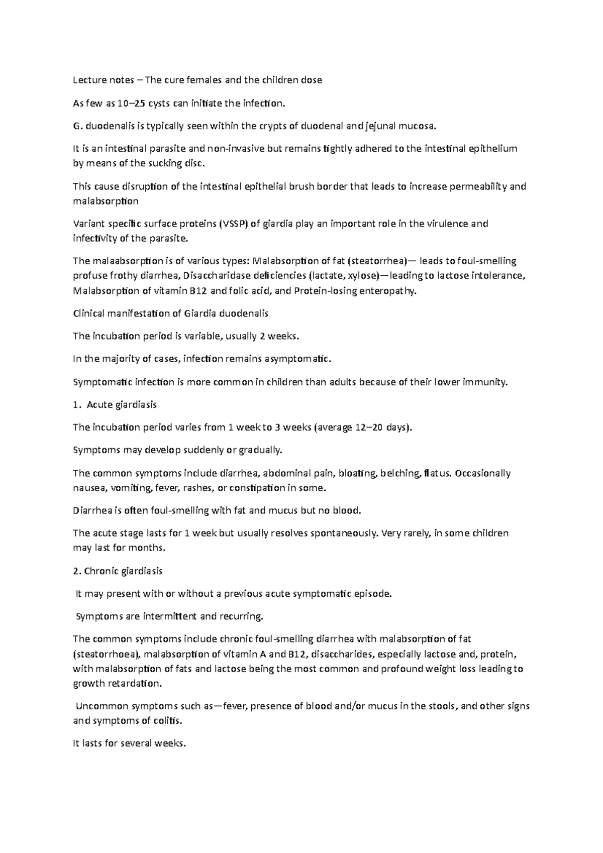 Lecture notes – The cure females and the children dose - C100 - Salford ...