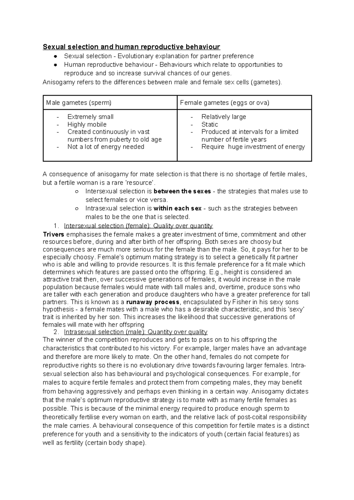 Relationships revision booklet - Sexual selection and human ...