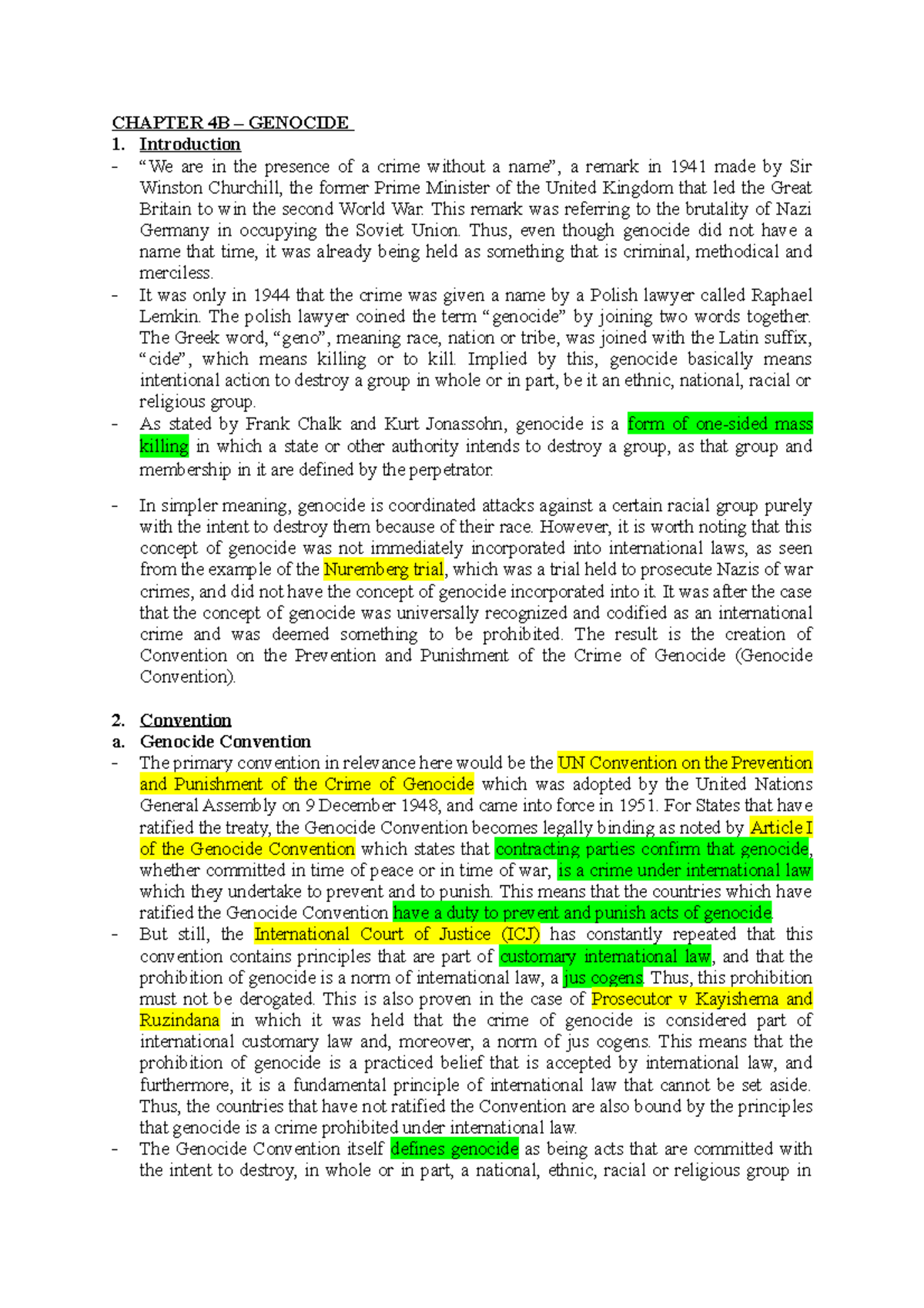 Human Rights - Chapter 4B - CHAPTER 4B – GENOCIDE Introduction “We are ...