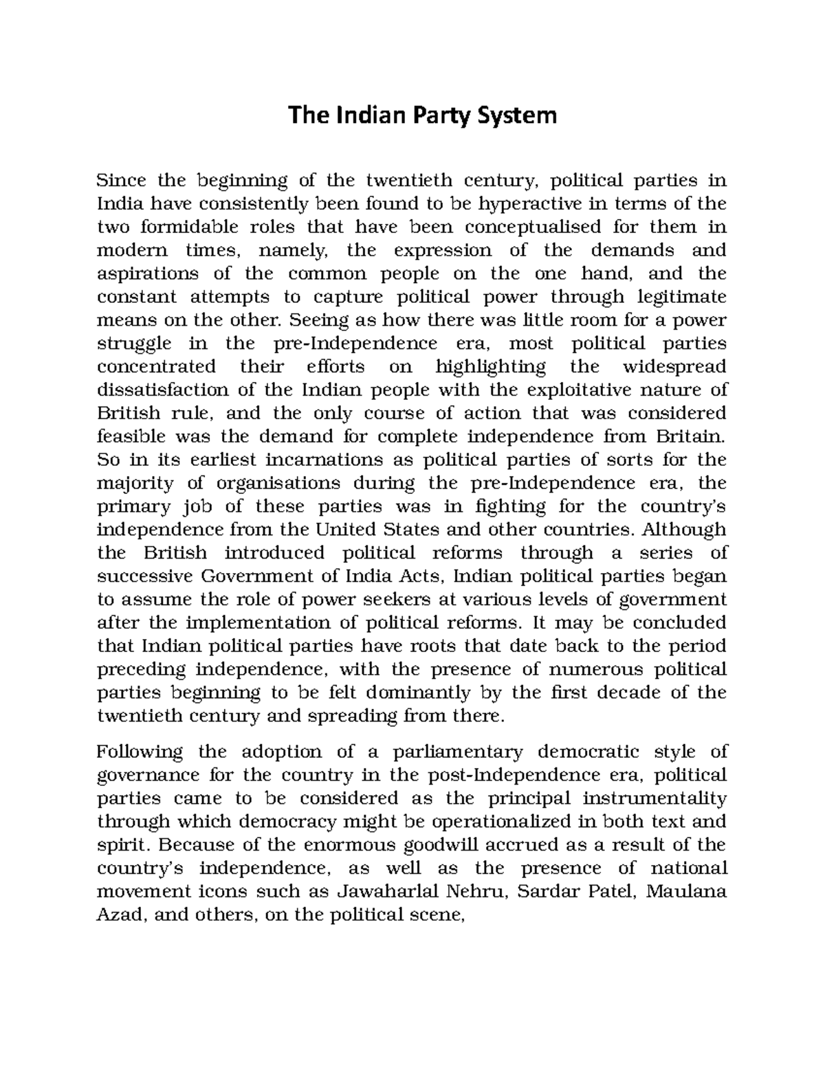 The Indian Party System - The Indian Party System Since the beginning ...