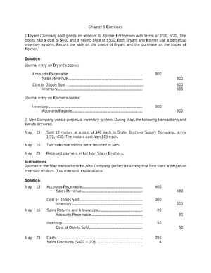 Chapter 9 Exercises with Solutions - 1. For each entry below make a ...