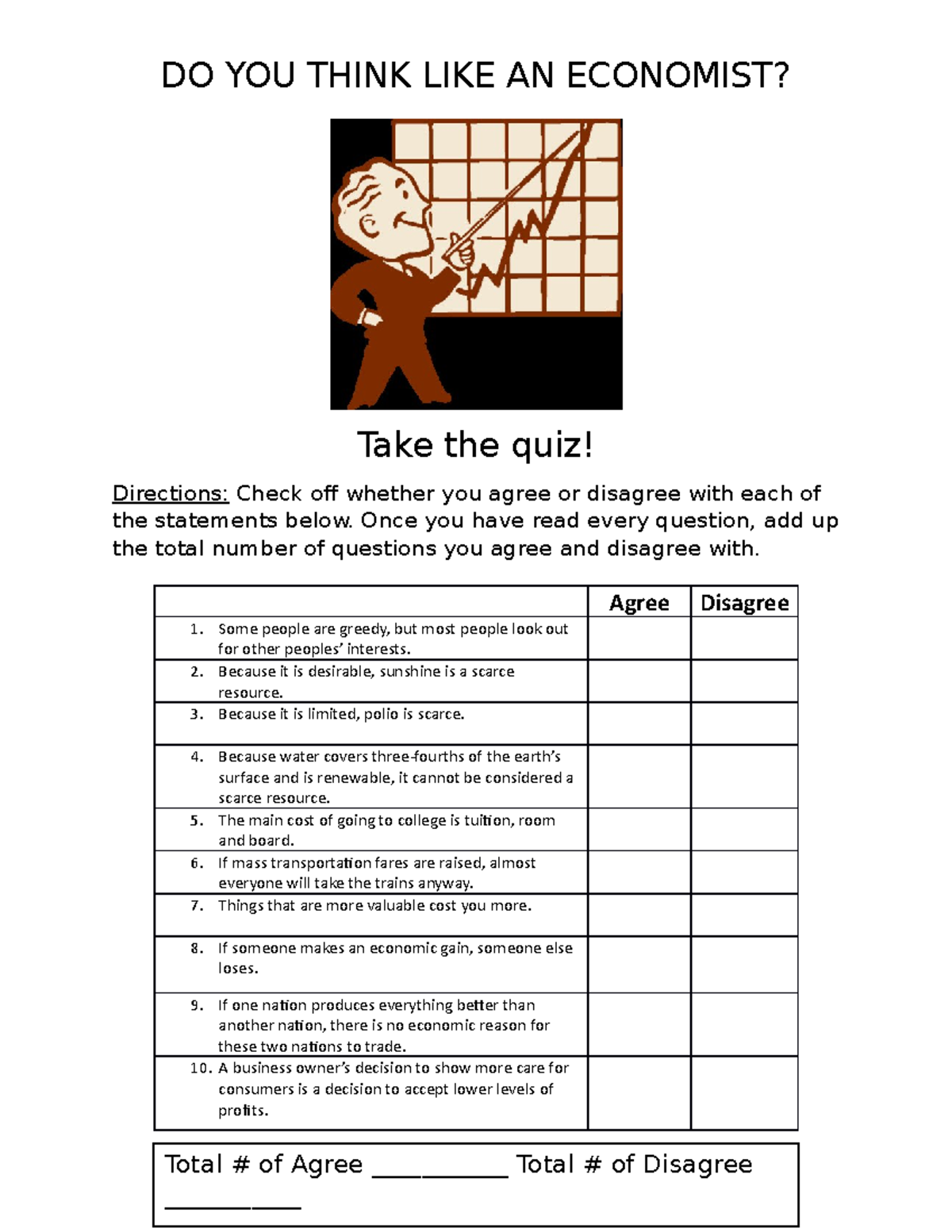 DO YOU Think LIKE AN Economist QUIZ? For students - DO YOU THINK LIKE ...