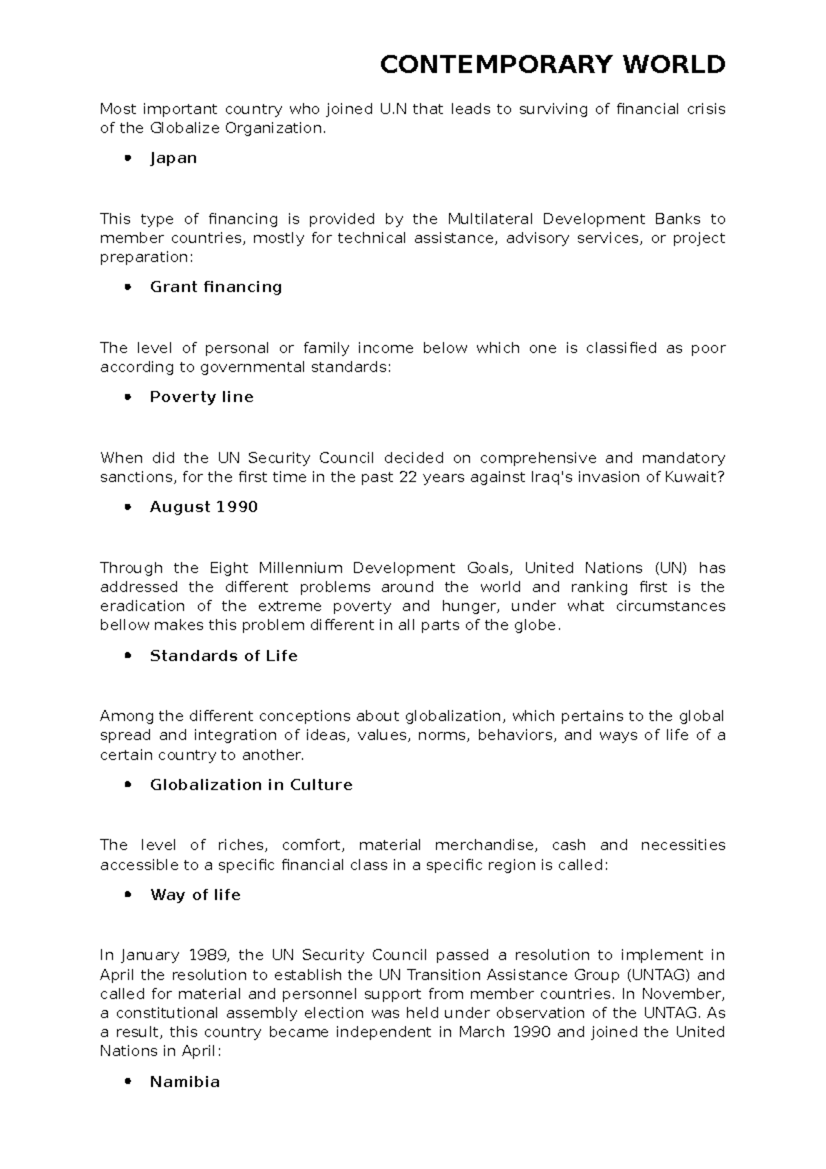 Contemporary World Study Notes - Most important country who joined U ...