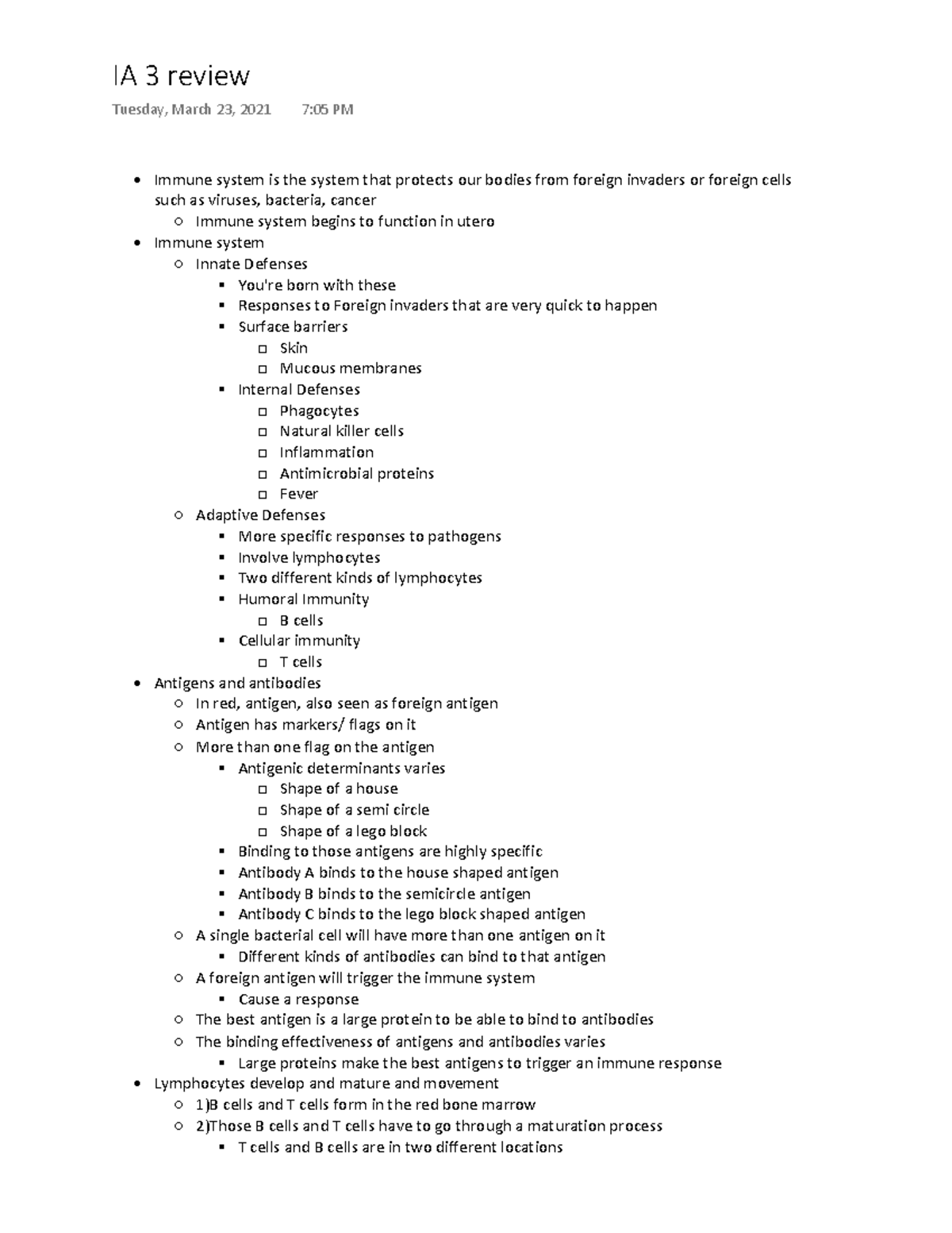 IA 3 - IA 3 / Quiz 3 notes and study guide for BIOL 252 with Professor ...