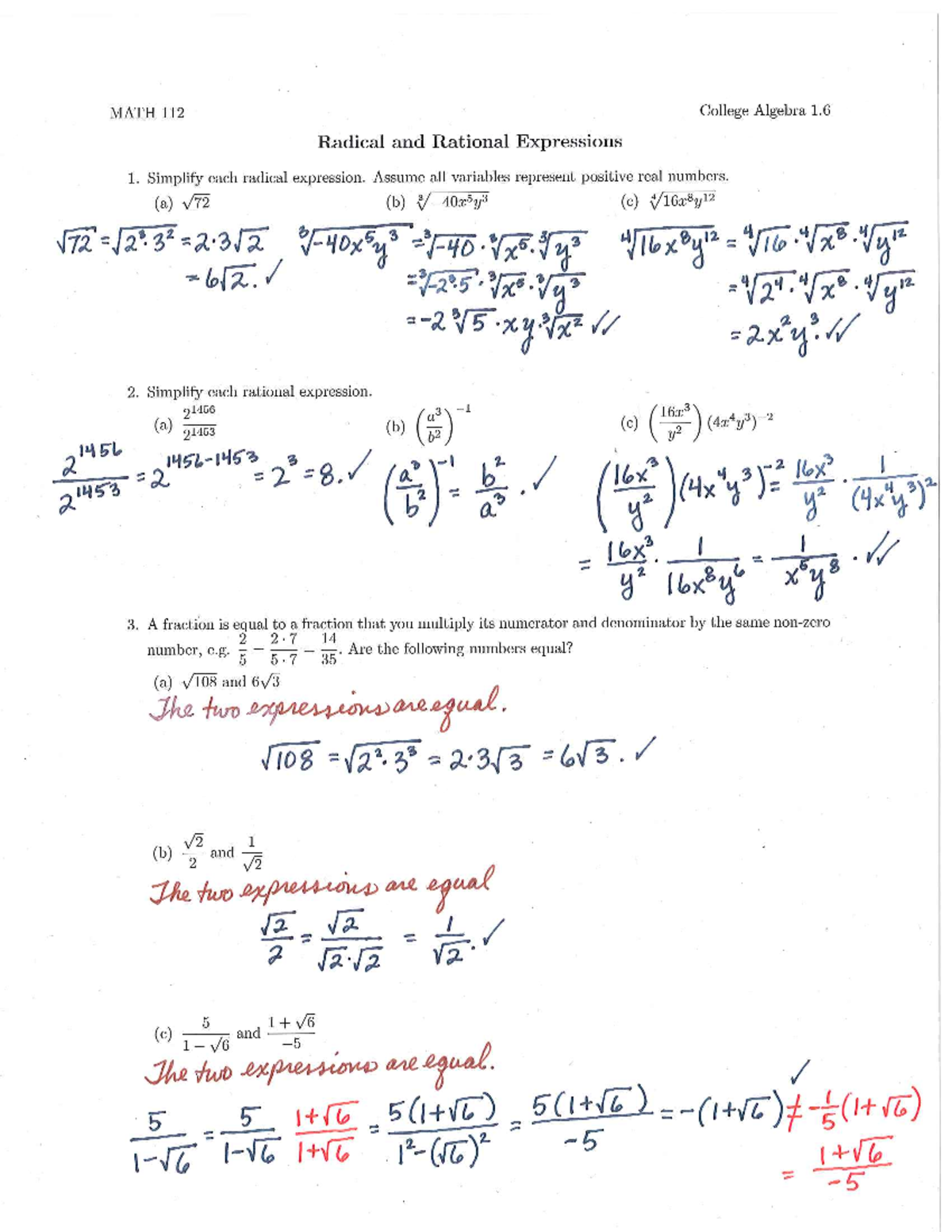 Algebra Ch 1Sec6GW1Solutions - MATH 112 - Studocu