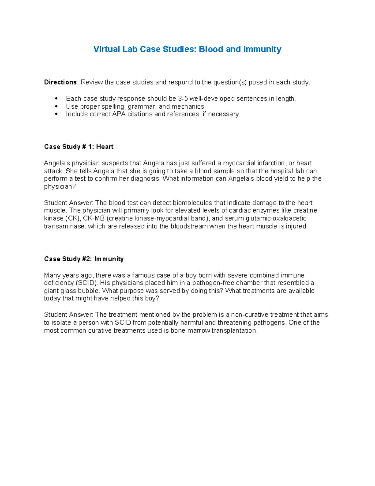 AHP106 Wk4 Virtual Lab (1) - complete - Virtual Lab Case Studies: Blood ...