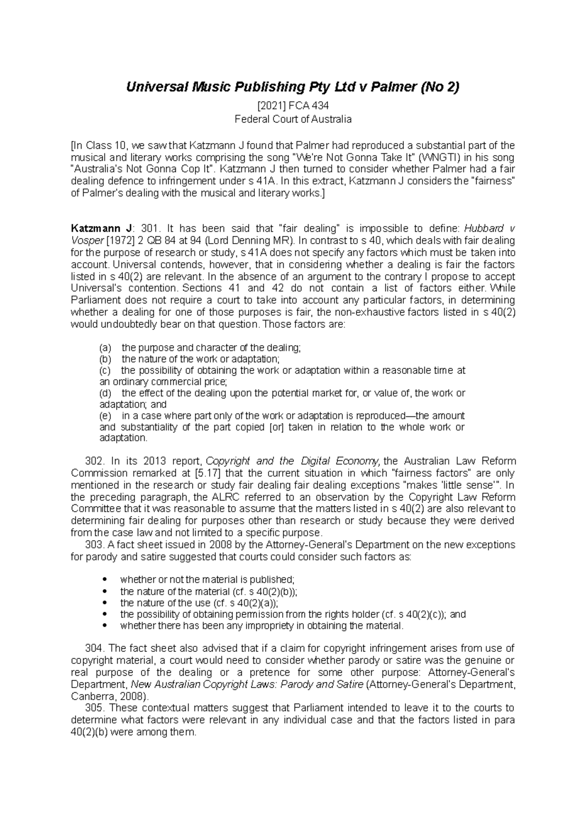 Universal Music Publishing v Palmer (2021) extract 2 - Universal Music ...