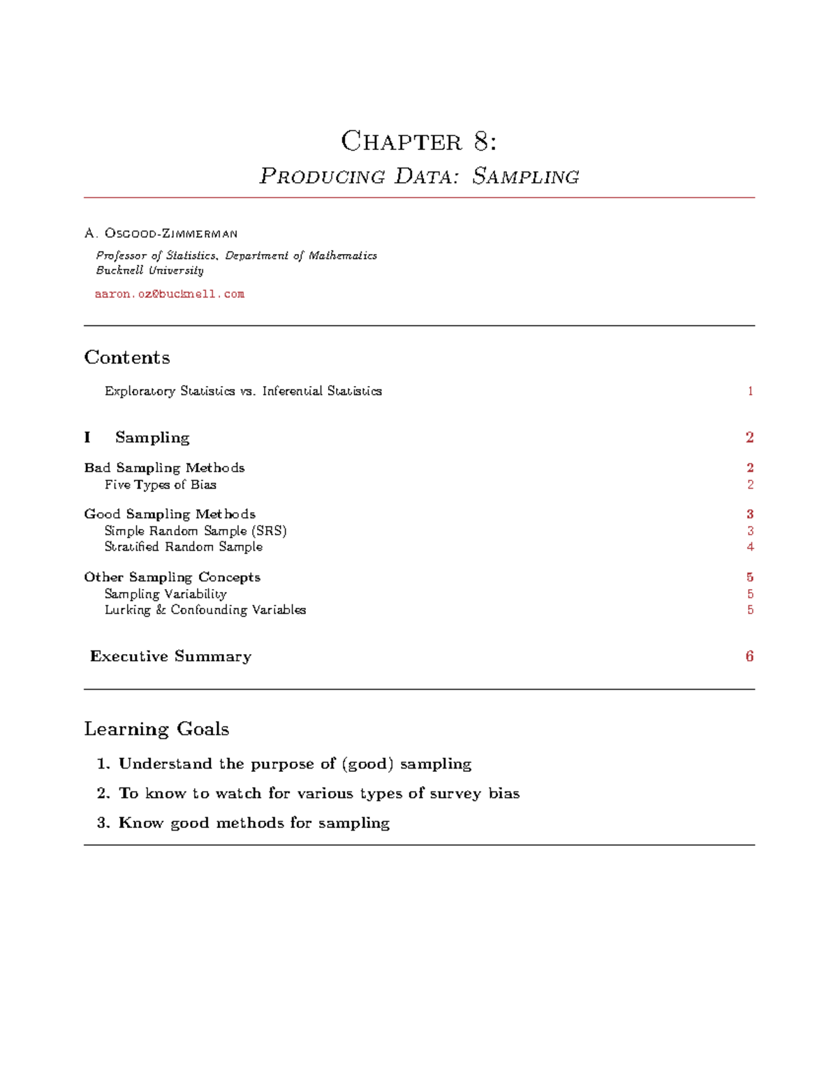 Chapter-08 - sampling - Chapter 8: Producing Data: Sampling A. Osgood-Zimmerman Professor of ...