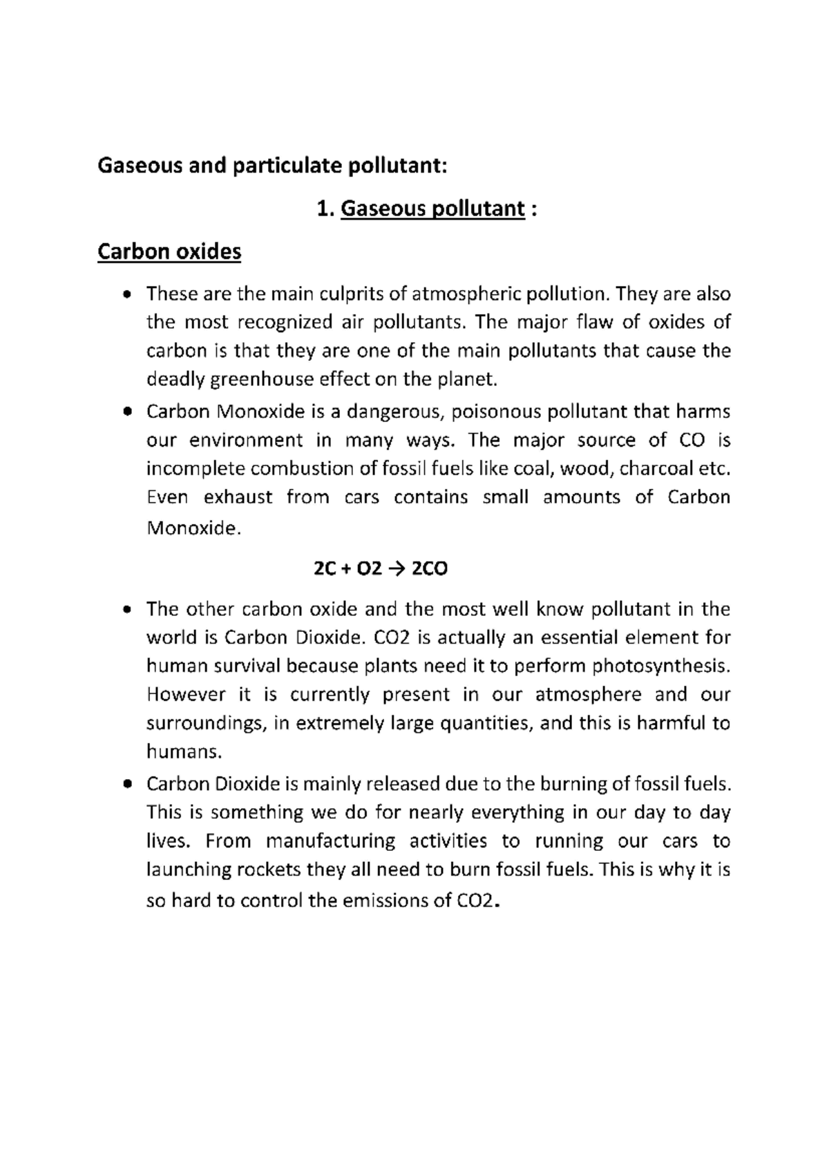 Gaseous and particulate pollutants - Teaching And Learning - Studocu