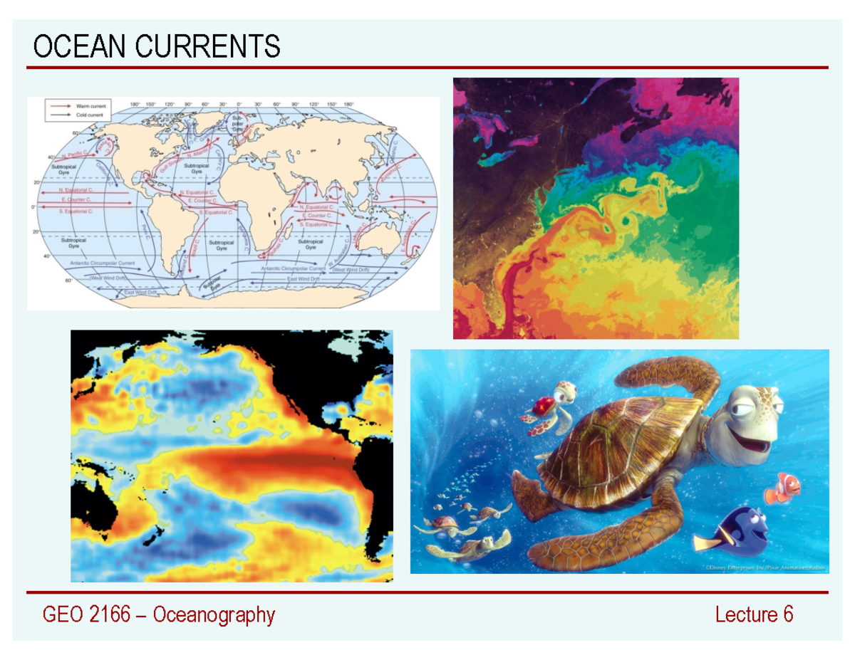 Lecture 6 Currents 2 - OCEAN CURRENTS Outline El Niño / La Niña ...