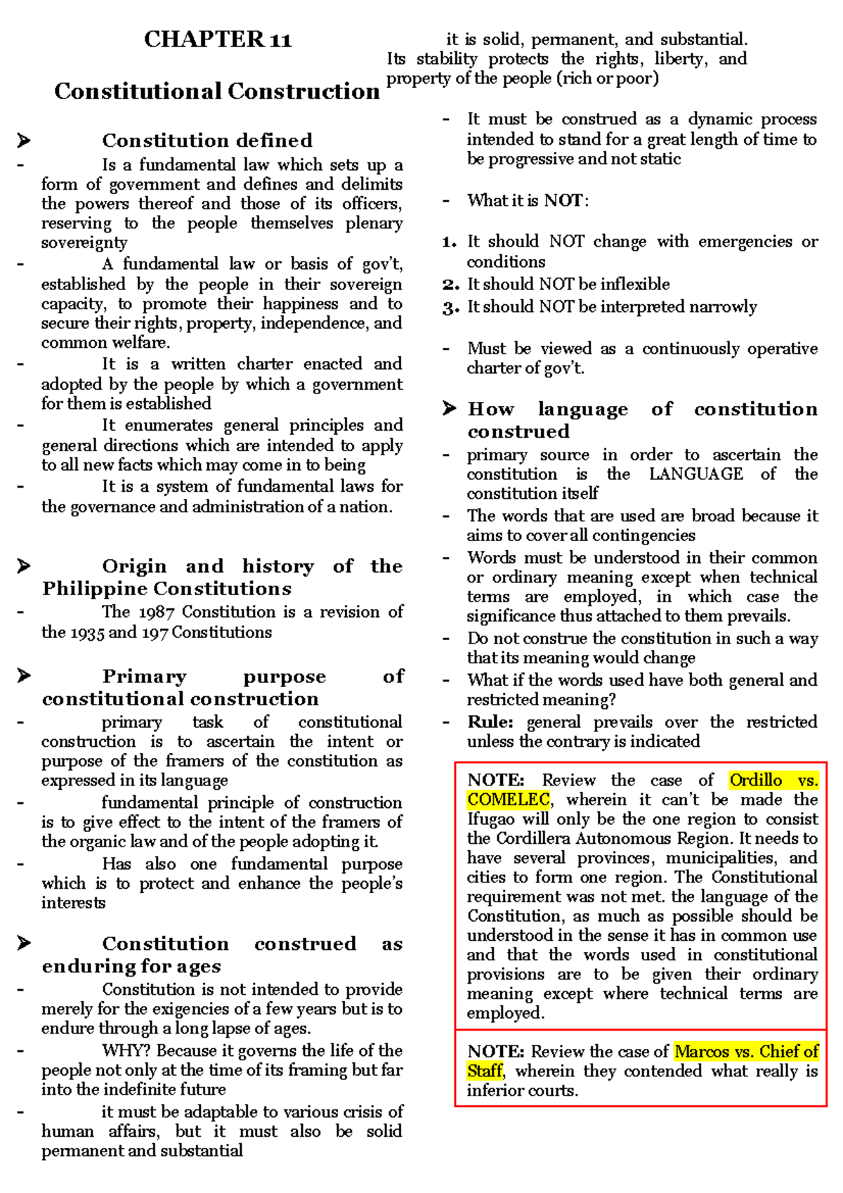 Chapter 11 Reviewer - Notes in Statutory Construction - CHAPTER 11 ...