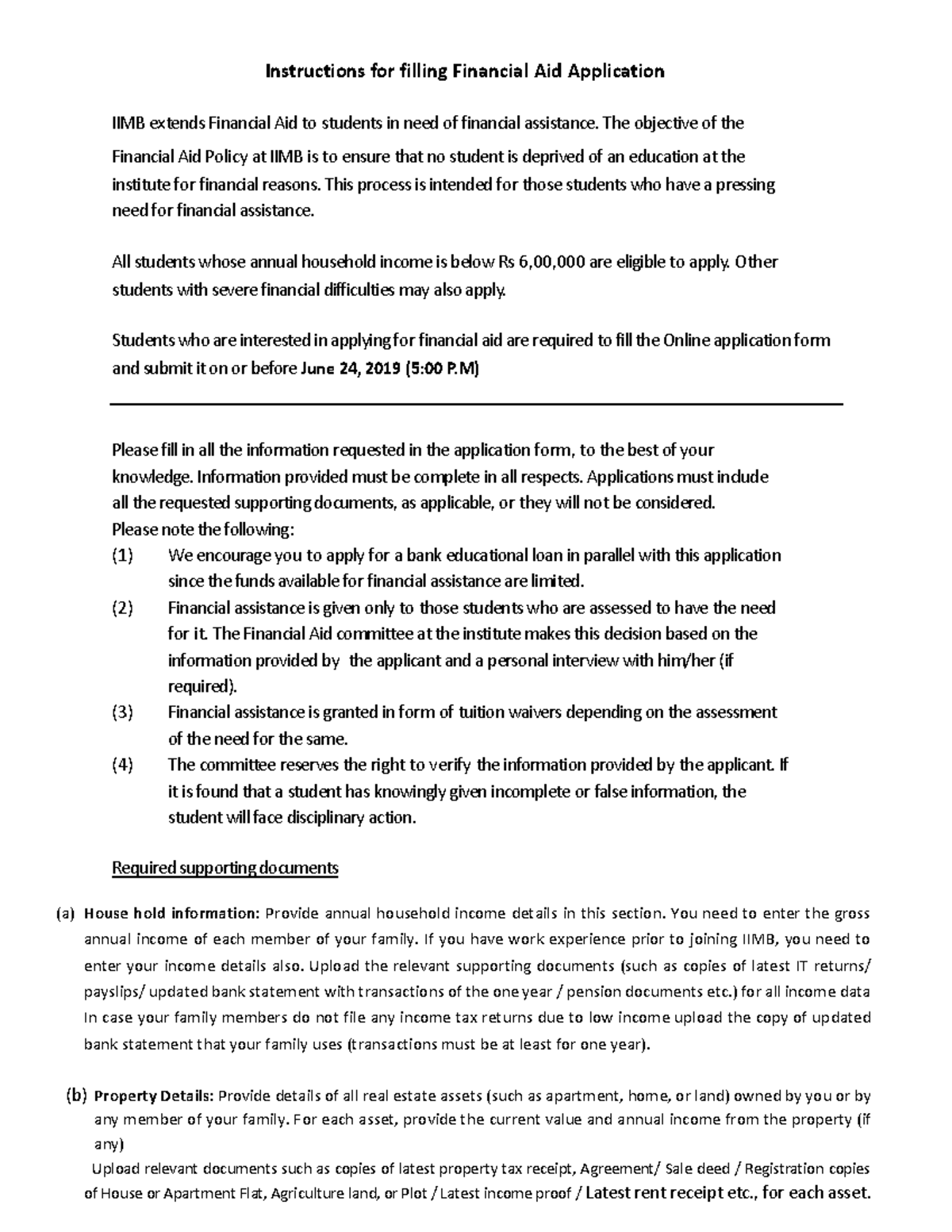 Fin aid scholarship instruction - Instructions for filling Financial ...